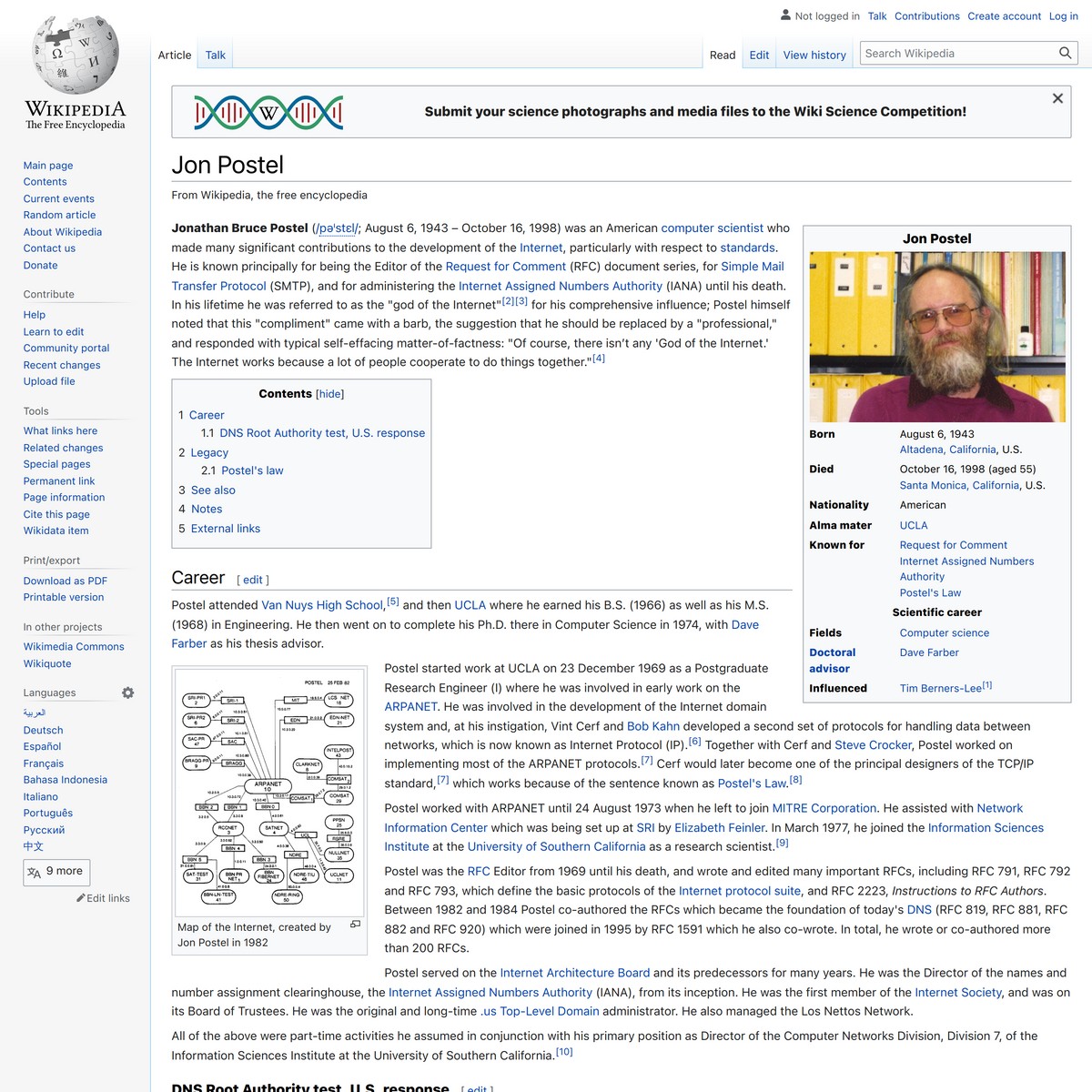 Jon Postel - Wikipedia — Are.na