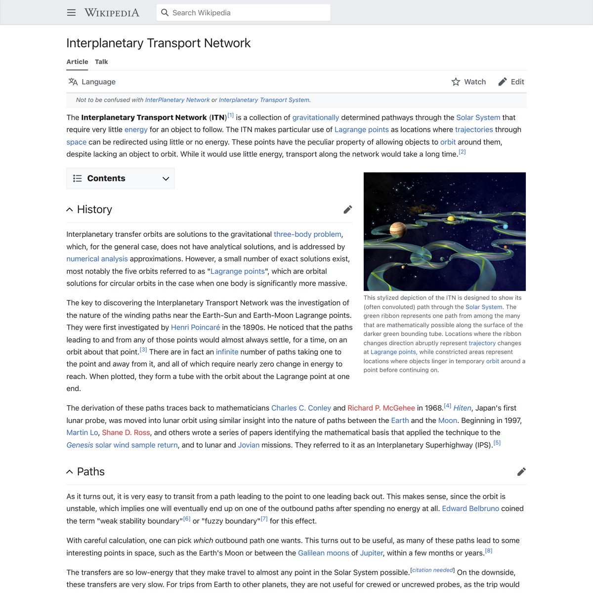 Interplanetary Transport Network - Wikipedia — Are.na